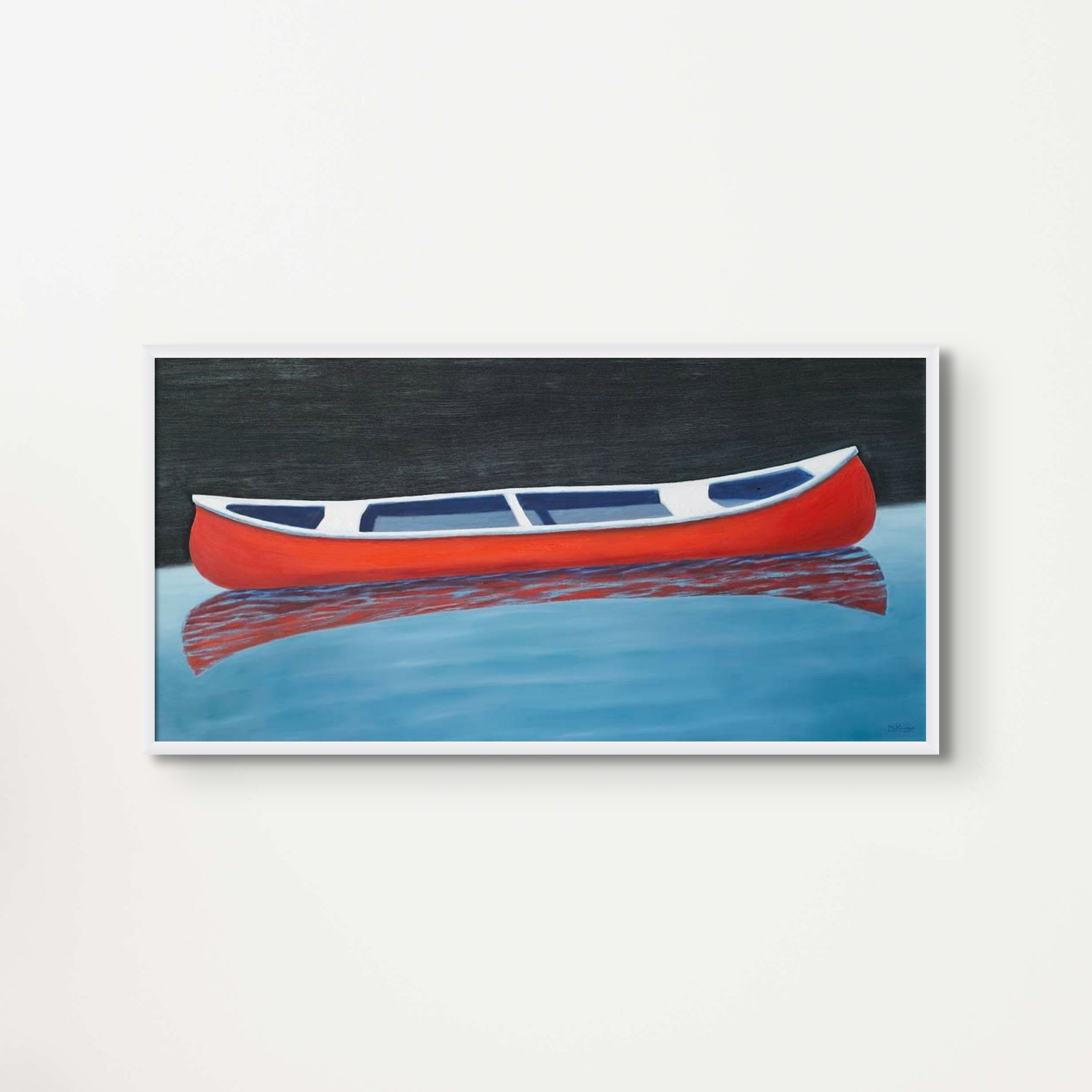 Canoe Paintings - Red Boat Wall Art
